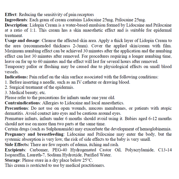 Lidopin Cream Numbing Agent – Aurora Online Store