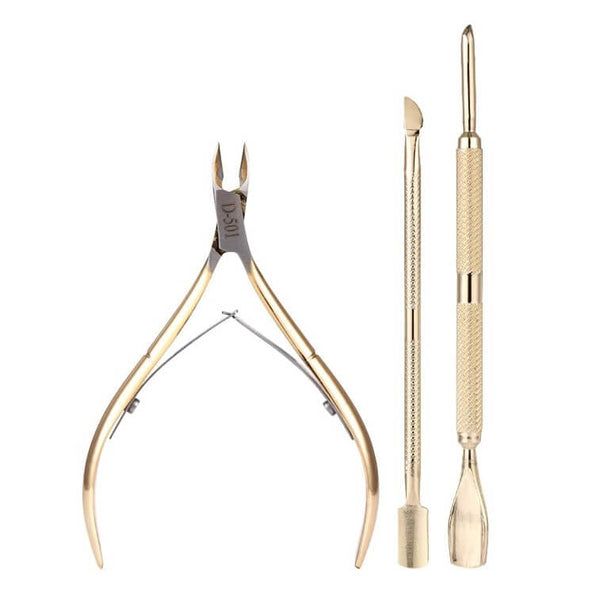 Professional Manicure Cuticle Care Tools Gold Trio Set – Aurora Online ...